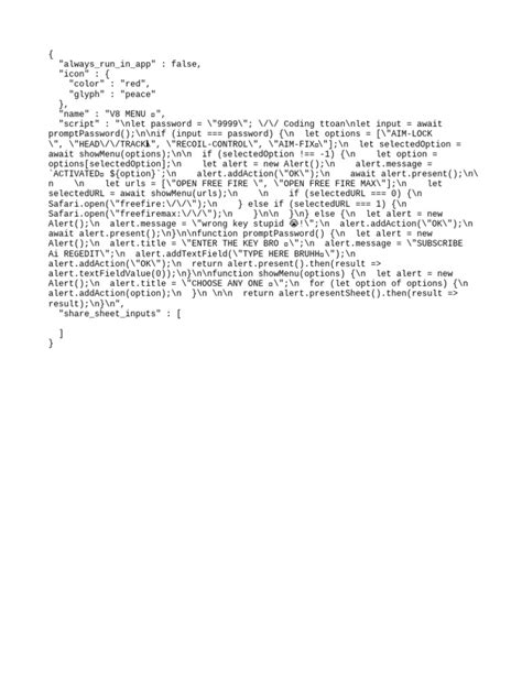 V8 Menu Scriptable Pdf