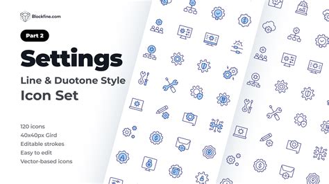 Settings Icon Set Duotone Line Style Part Figma