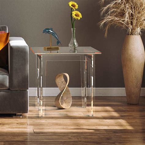 Classic End Table In Clear Acrylic Shop Now Stauber Furnishings