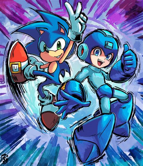 Sonic The Hedgehog And Mega Man Mega Man And 2 More Drawn By Stoic