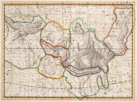 Historic Map Ix Ophiuchus Seu Serpentarius Coelum Stellatum 1801