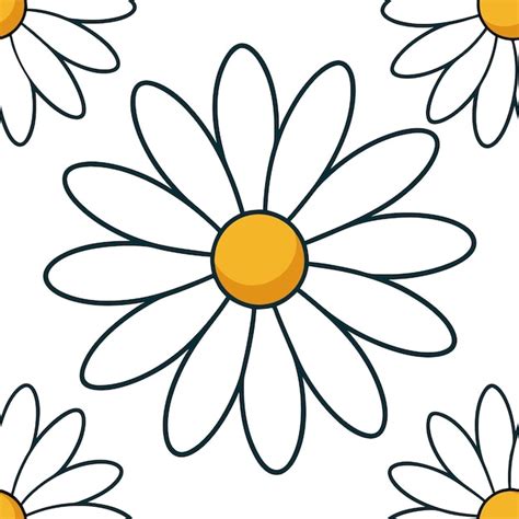 Dibujo A Mano De Flor De Margarita Patrón Sin Costuras Arte Vectorial E