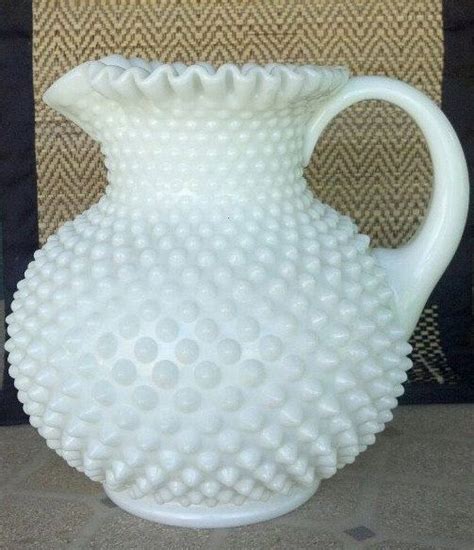 Vintage Fenton Hobnail Milk Glass Pitcher Etsy Hobnail Milk Glass