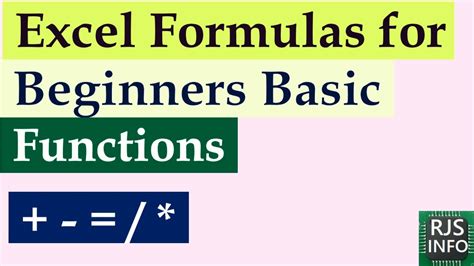 Excel Formulas For Beginners Basic Excel Functions YouTube