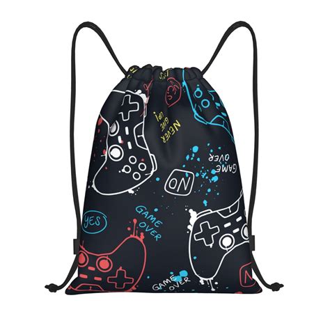 Bingfone Joystick Gamepad Drawstrings Backpacks Bags For Men Women Gym