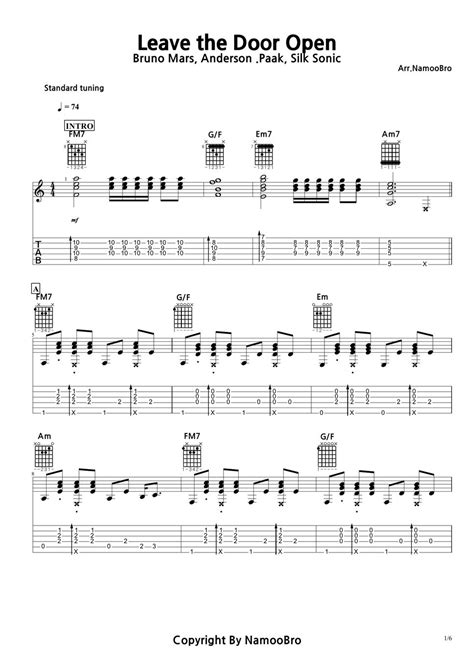 Bruno Mars Anderson Paak Silk Sonic Leave The Door Open Sheets By