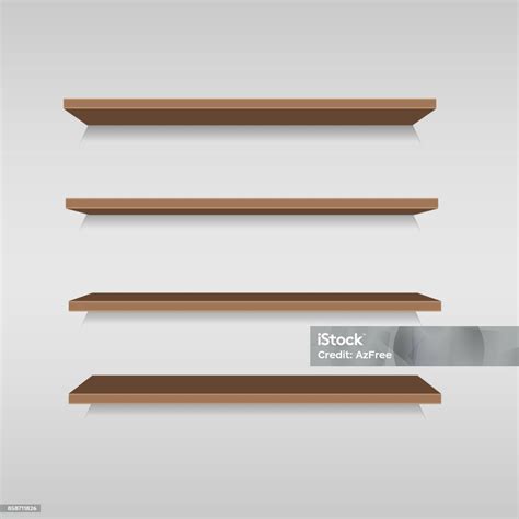 빈 갈색 상점 선반 소매 선반 3d가 벽 디스플레이 벡터 일러스트 레이 션 널판지에 대한 스톡 벡터 아트 및 기타 이미지 널판지 입체 이미지 멀리 떨어진 Istock