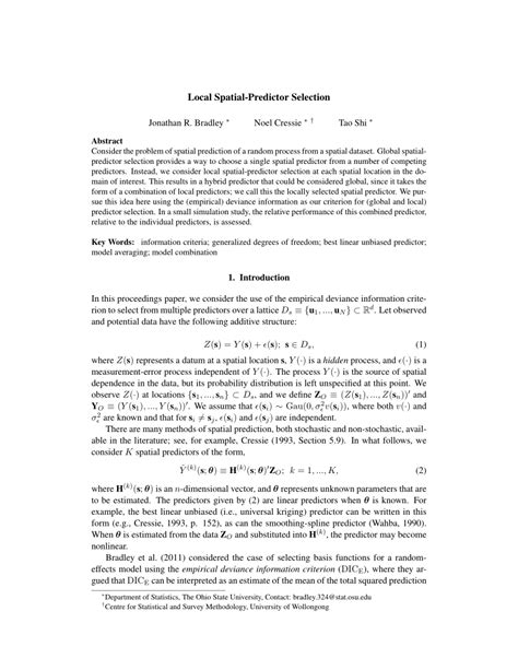 Pdf Local Spatial Predictor Selection