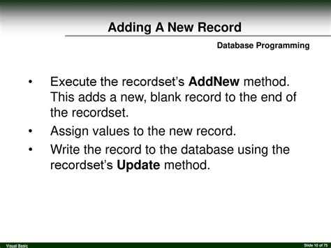 visual basic database programming ppt download