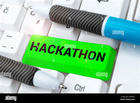 Text Sign Showing Hackathon Business Concept Event Where Large Number