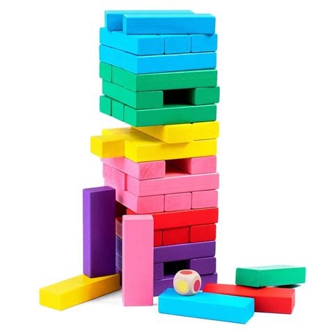 Stacking Board Game Colored Wooden Stacking Game 48pcs Tumble Tower
