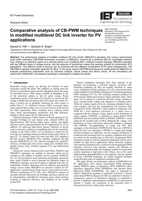 pdf comparative analysis of carrier based pwm techniques in modified