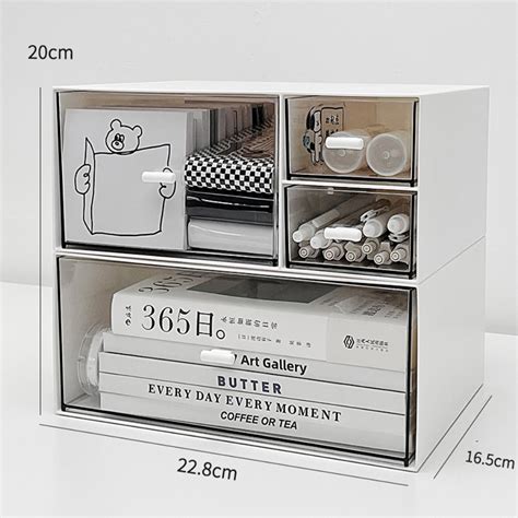 Stackable Desktop Organiser Stationery Drawer Desk Organizer Makeup Storage Box Shopee Singapore