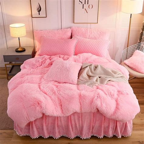Liferevo Luxury Plush Shaggy Duvet Cover Set Soft Velvet Fluffy Furry