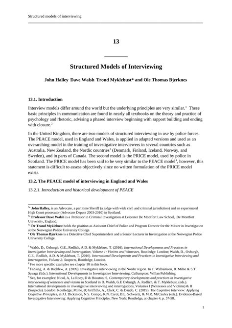 Pdf Structured Models For Police Interviewing Uk And Norway Peace