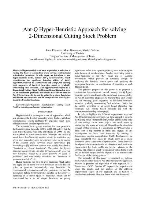 Pdf Ant Q Hyper Heuristic Approach For Solving 2 Dimensional Cutting
