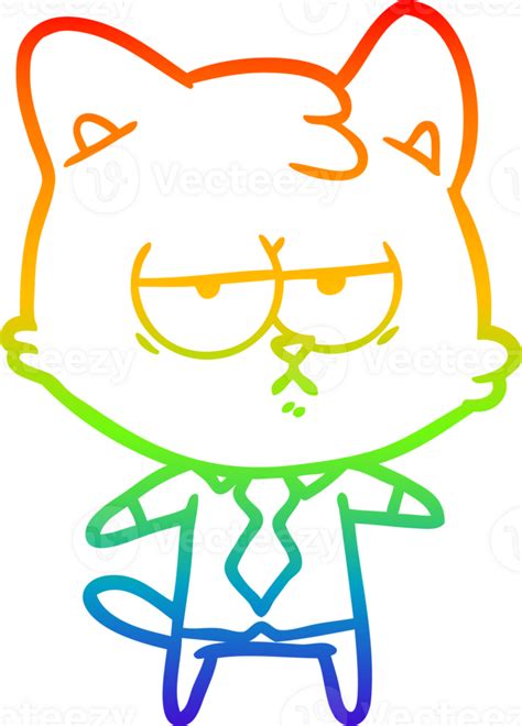 Rainbow Gradient Line Drawing Of A Bored Cartoon Cat 43492149 Png