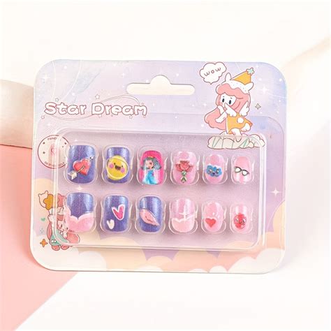 Short Oval Press Nails 5d Embossed Heart Flower Butterfly Temu Canada