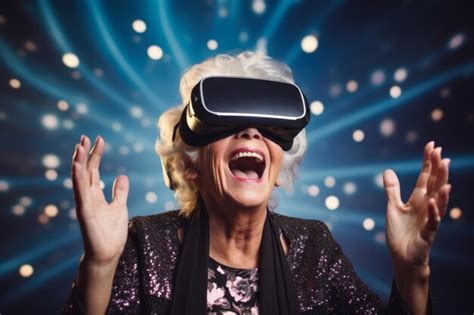 Premium AI Image Senior Woman Exploring Different Realities Through
