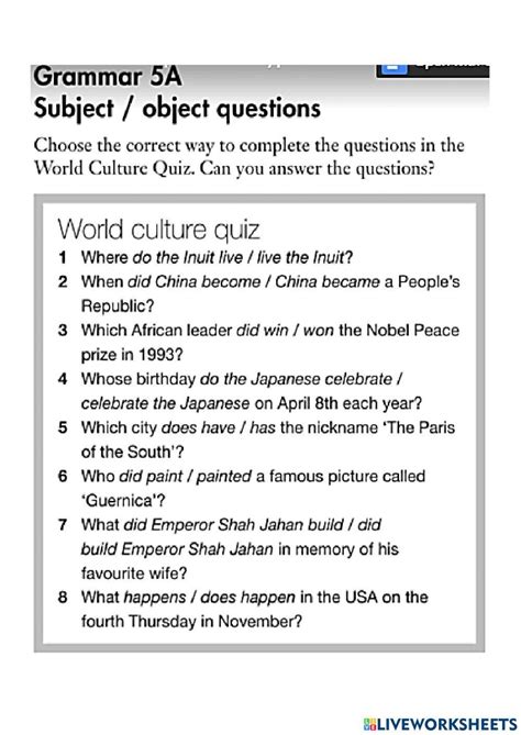 Subject And Object Questions Esercizi