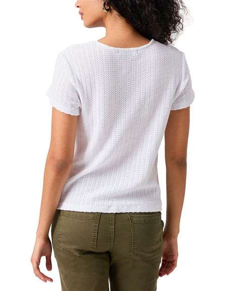 Sanctuary Womens By My Side Tie Front Pointelle Tee Macys