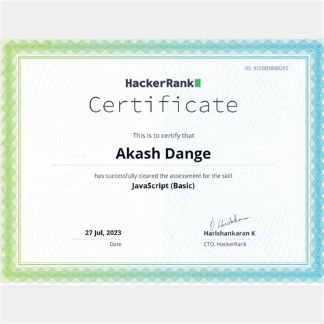 Akash Dange On Linkedin Javascript Codingskills Hackerrankcertified