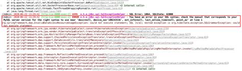 You Have An Error In Your Sql Syntax； Check The Manual That Corresponds