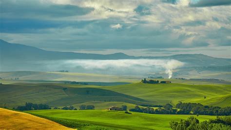 3840x2160 Nature Landscape Mountains Clouds Trees Tuscany Italy Sunset