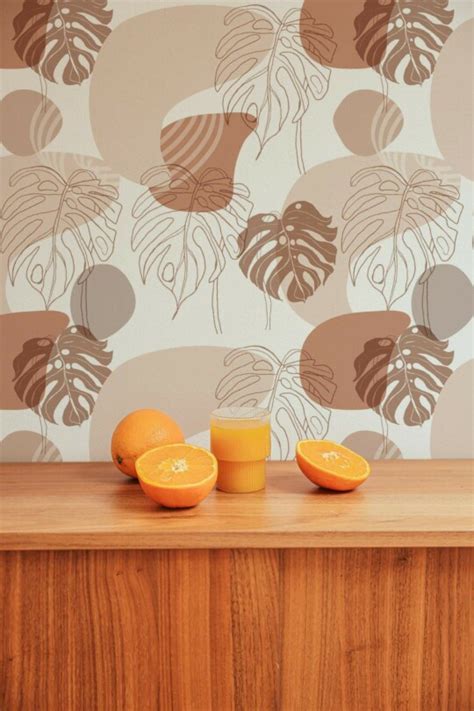Abstract Boho Leaf Wallpaper Peel And Stick Or Non Pasted