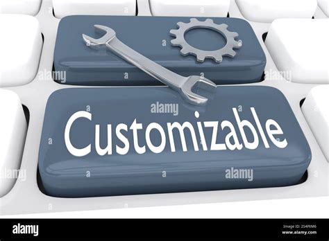 3d Illustration Of Computer Keyboard With The Script Customizable On A Dark Blue Button And A