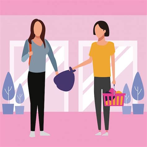 Premium Vector People Shopping At Mall