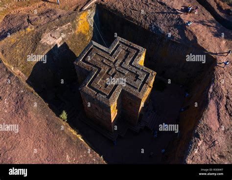 Aerial View Of The Monolithic Rock Cut Church Of Bete Giyorgis Amhara