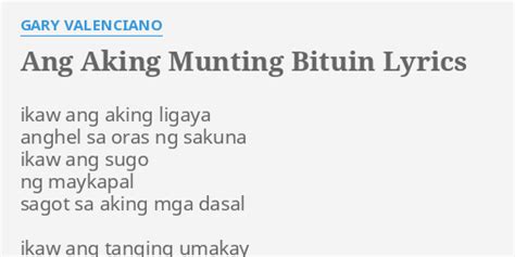 Ang Aking Munting Bituin Lyrics By Gary Valenciano Ikaw Ang Aking