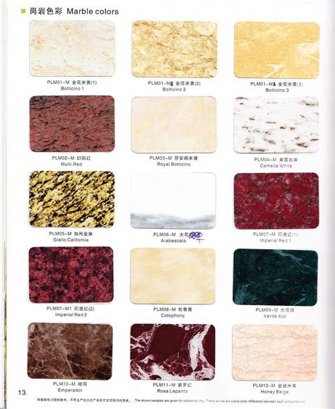 Marble Color Chart Guangzhou Xinghe Aluminum Composite Panel Co Ltd