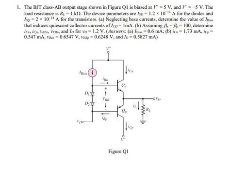 Solved The Bjt Class Ab Output Stage Shown In Figure Q1 Is