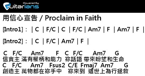 約書亞樂團 用信心宣告 Proclaim In Faith 結他譜 Chord譜 吉他譜 曲 約書亞樂團 詞 約書亞樂團