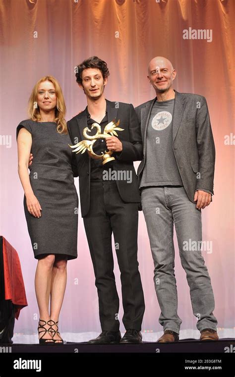 Lea Drucker Poses With Pierre Niney During A Ceremony After He Received