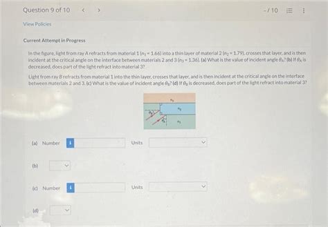 Solved In The Figure Light From Ray A Refracts From Chegg Com