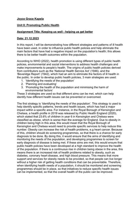 Unit 8 Public Health Task 1 Assignment Unit 8 Promoting Public