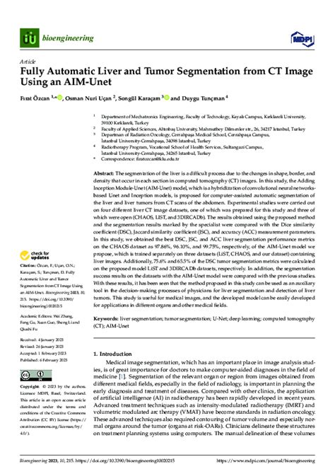 pdf fully automatic liver and tumor segmentation from ct image using