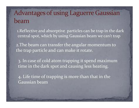 Laguerre Gaussian Beam Generation Application Ppt
