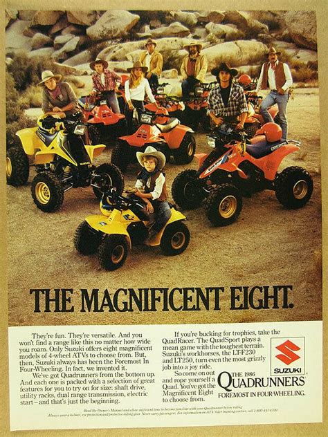 1986 Suzuki Quadrunner 8 Atv Models Quadracer Quadsport Photo Vintage