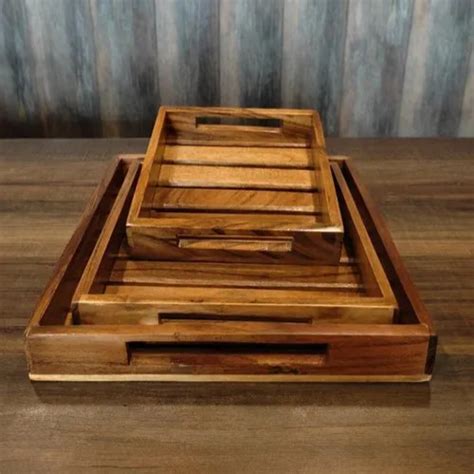 Rectangular Shape Wooden Serving Tray For Kitchen Use At Best Price In