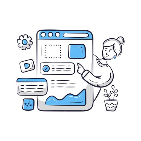 Premium Vector Illustration Of A Female Developer Creating A Website