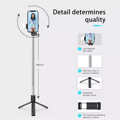 Mimi R1s 360° Rotation Bluetooth Selfie Stick Remote Control Rod Of