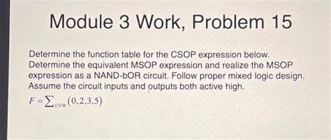 Solved Module 3 Work Problem 15 Determine The Function