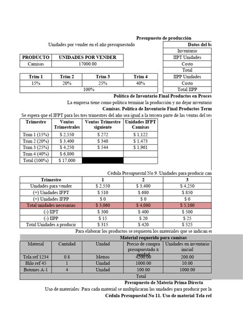 Actividad Presupuesto De Produccion 11 Sept 2023 Leidy Pdf