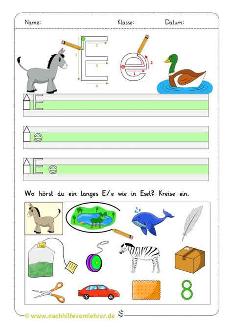 Ein Kostenloses Arbeitsblatt Zum Lernen Des Buchstabens E Das