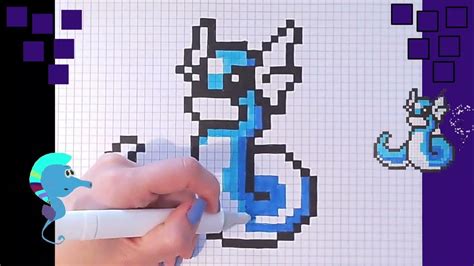 হস্তনির্মিত পিক্সেল আর্ট। বর্গাকার কাগজে অঙ্কন। পোকেমন Youtube