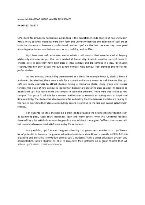 Describe Upsi Assignment Ubi Name Muhammad Luthfi Aiman Bin Kasmer